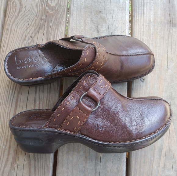 b.o.c. | Shoes | Boc Born Concept Comfort Slip On Brown Leather Clogs ...